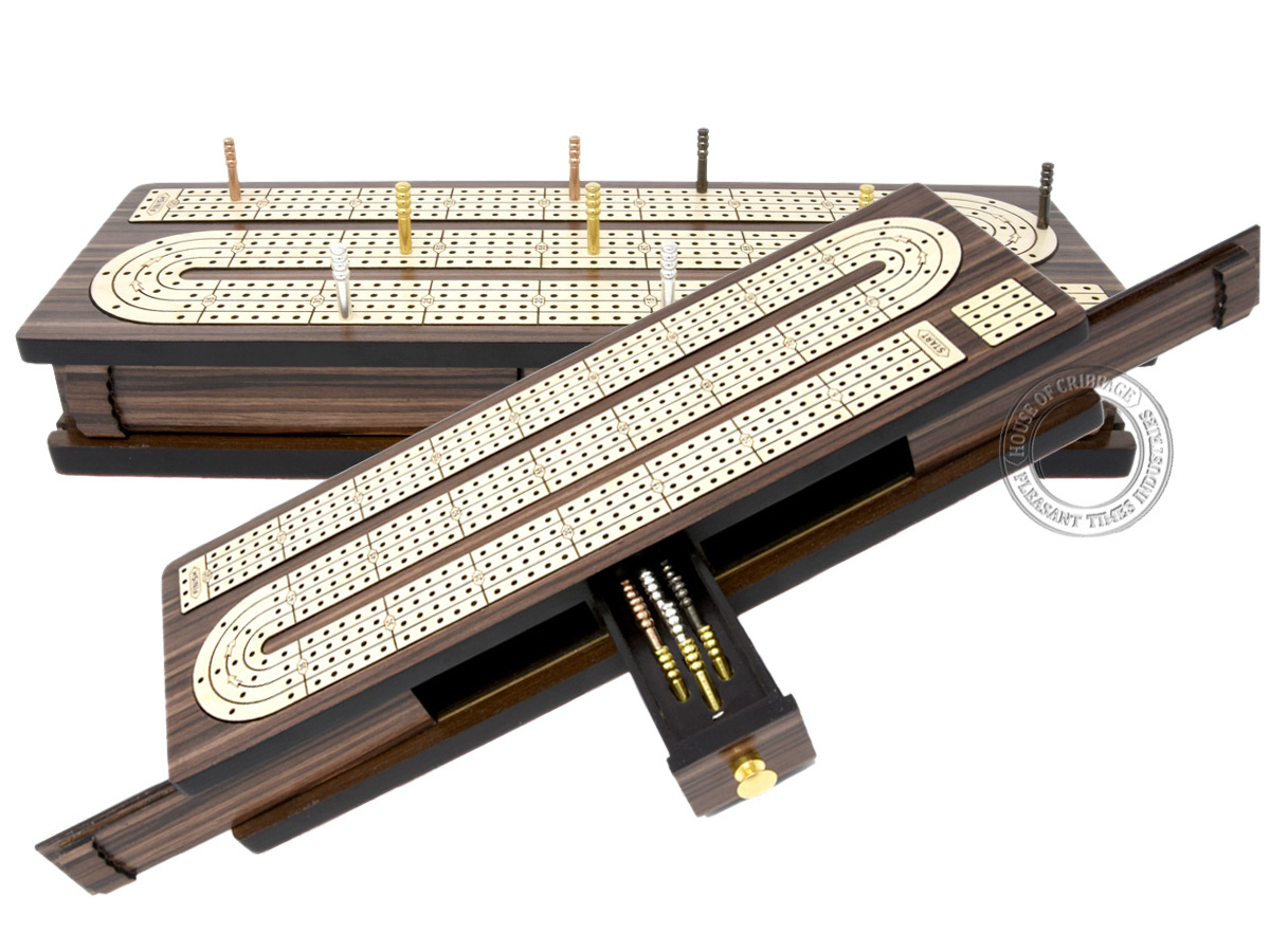 Round Shape 4 Tracks Continuous Cribbage Board Bloodwood Maple With ...