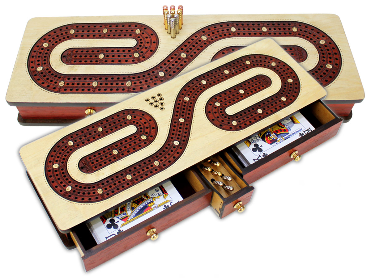 Continuous Cribbage Board Oval Shape 4 Tracks Drawer Storage For Pegs ...