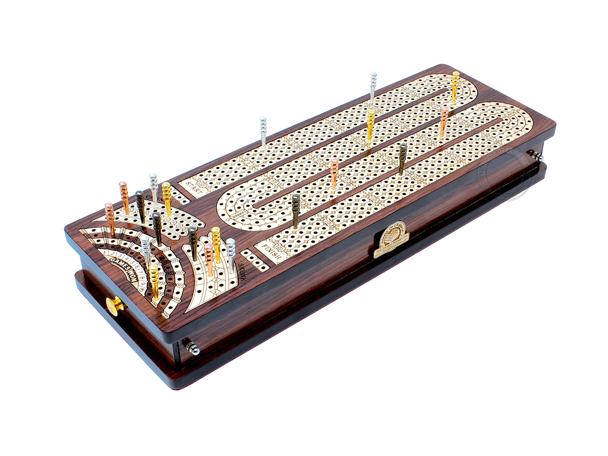 Continuous Folding Cribbage Board 3 Tracks Inlaid With Golden Rosewood ...